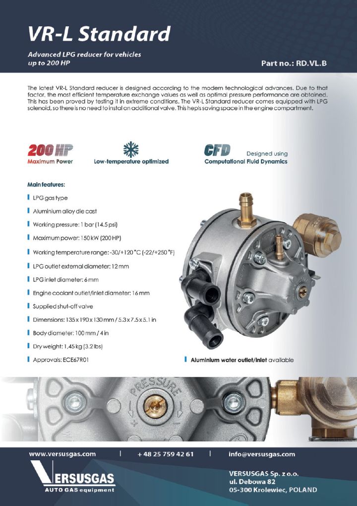 VR-L Standard Reducer – Auto Gas LPG equipment and solutions